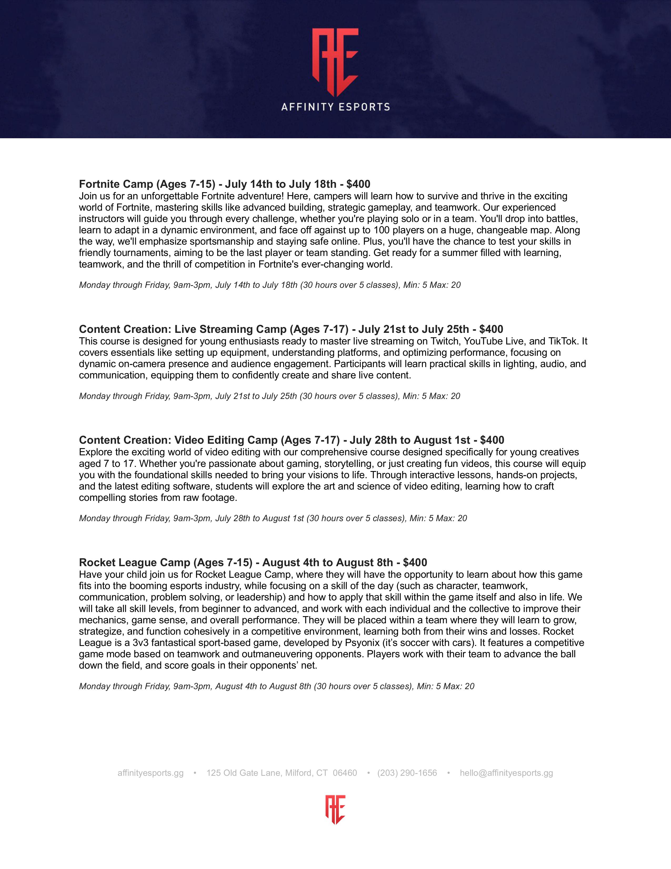 West Haven Parks & Recreation: Affinity Esports camp for Kids and Teens ...